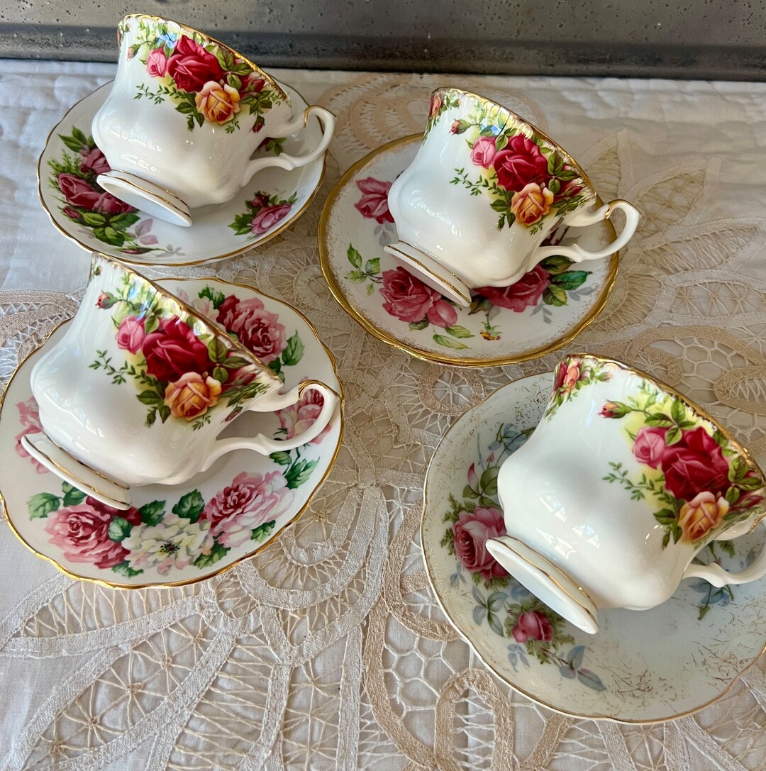 Set of 4 Royal Albert Old Country Roses Tea Cups With Mismatched ...