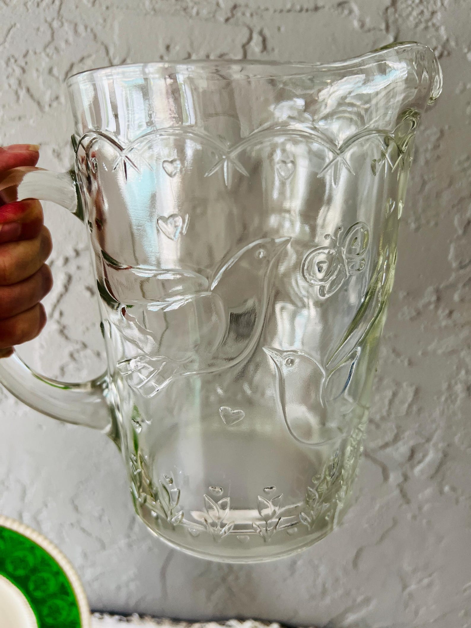 Vintage Indiana Glass Pitcher: Spring Garden Birds & Butterflies - Etsy