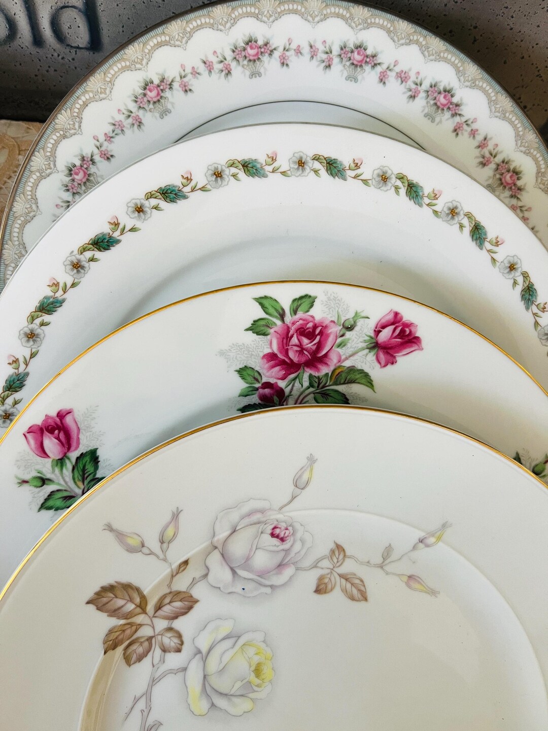Vintage Plates, Mismatched China Dinner Plates, Dinnerware Sets, Family ...