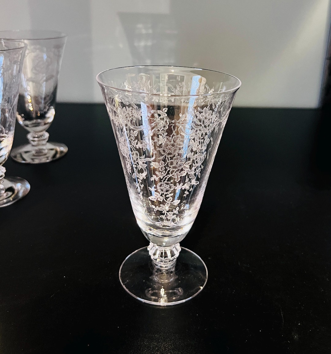 Fostoria Romance Crystal Iced Tea Goblet C. 1940s, Crystal Etched Iced ...