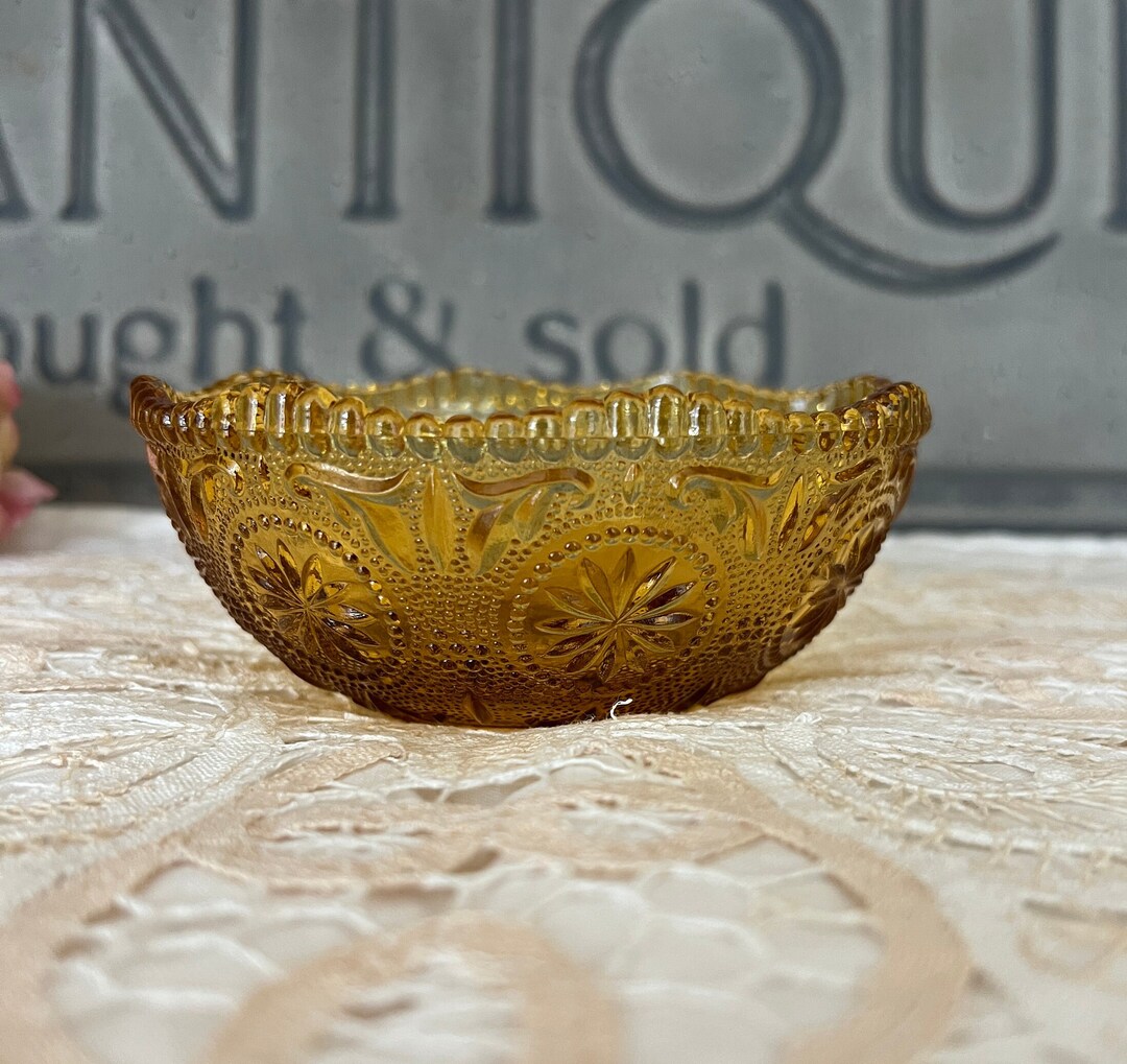 Vintage Amber Glass Bowl 5 Inch : Brockway American Concord Candy Dish ...