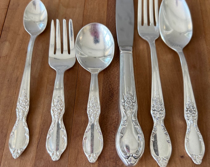 Silverplate Victorian Rose Youth Flatware, Baby First Gift, Baby Shower ...