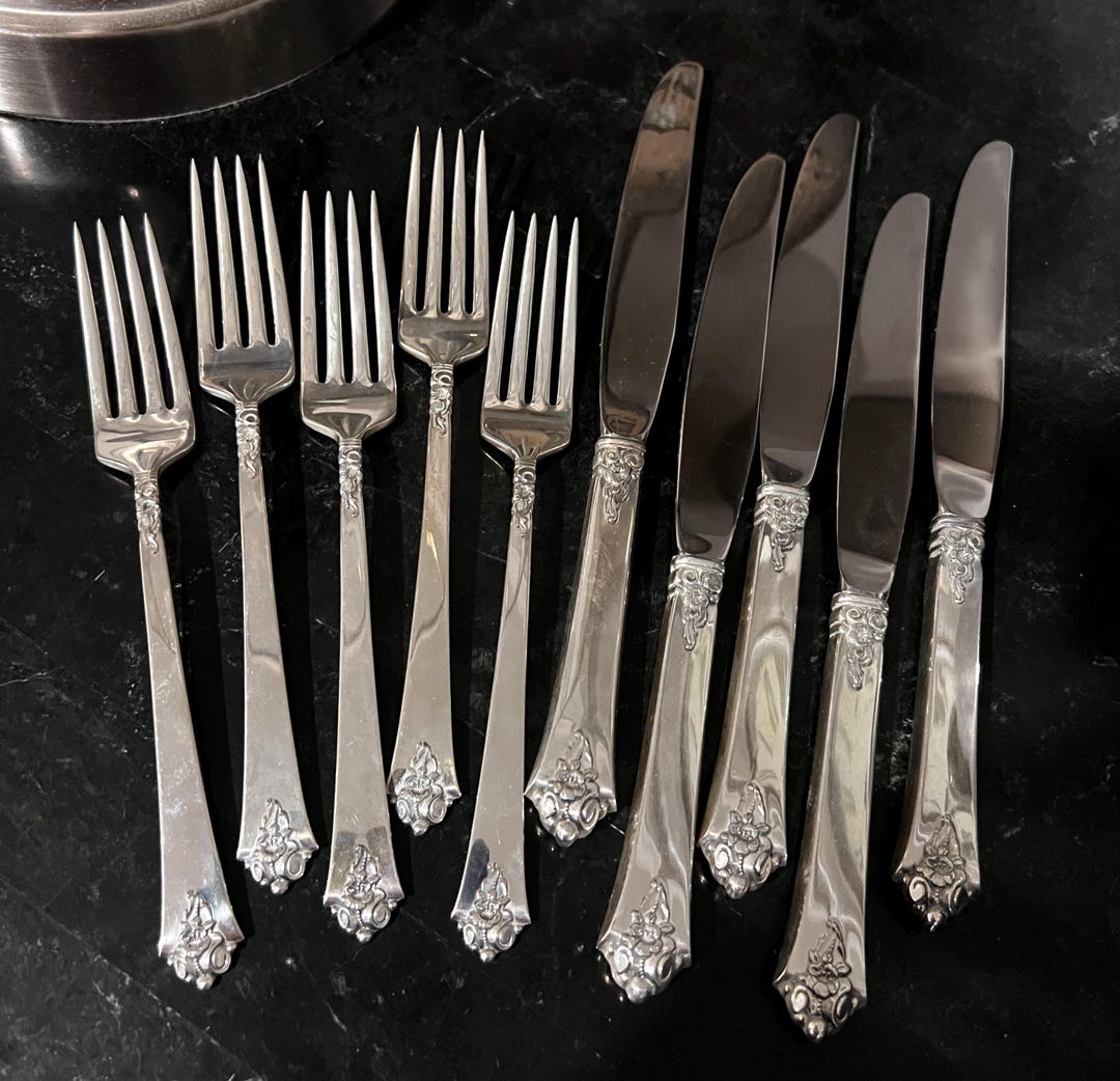 Sterling Silver Royal Crest Flatware Castle Rose Pattern 1942 Sterling ...
