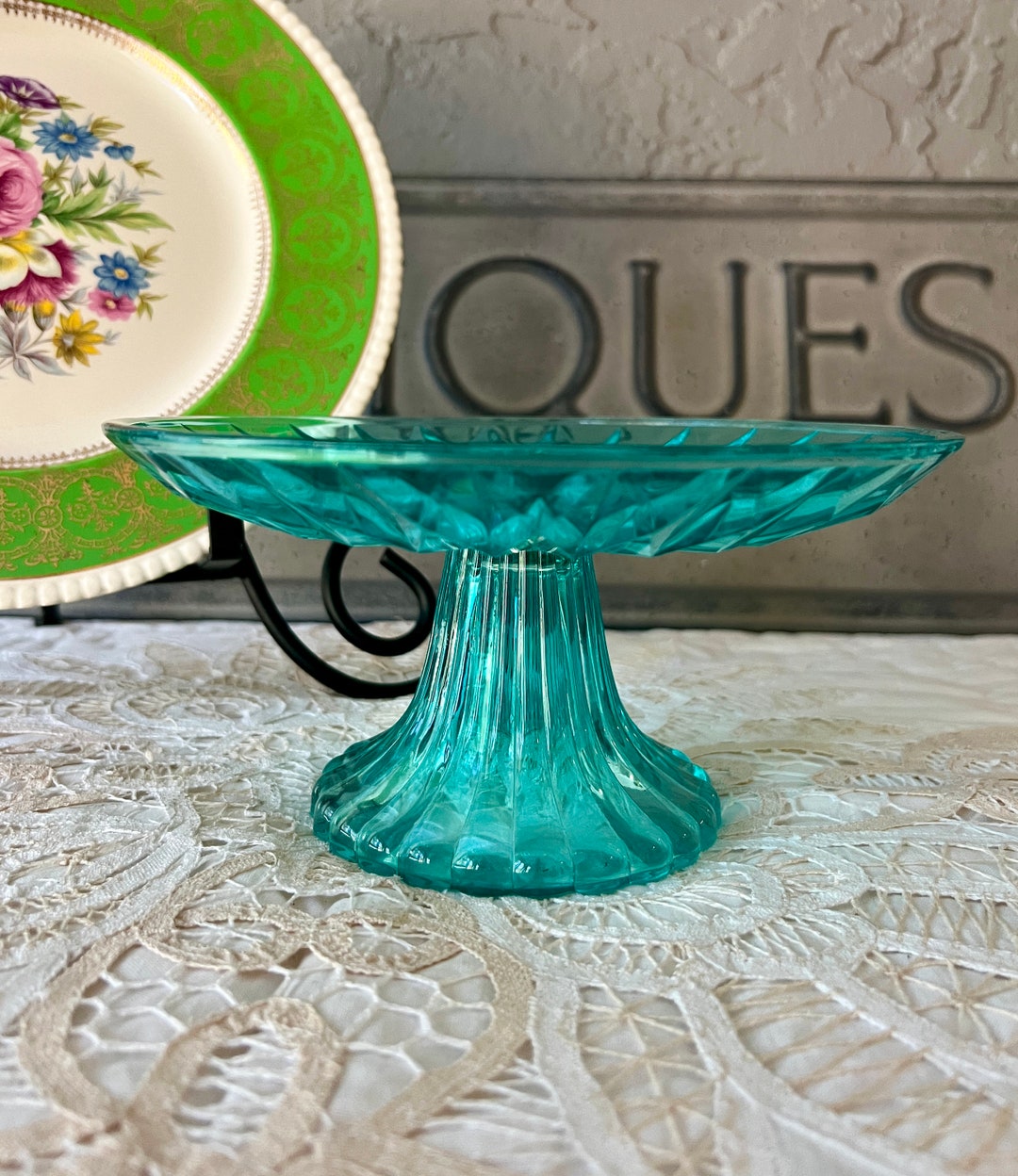 Vintage SMALL Pedestal Cake Stand, Cookie Plate, First Birthday Smash ...