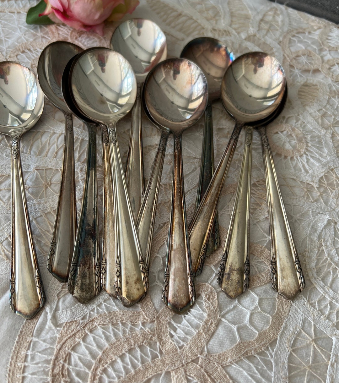 12 Silverplate Gumbo Spoons Tarnished for Crafts/vintage Tarnished ...