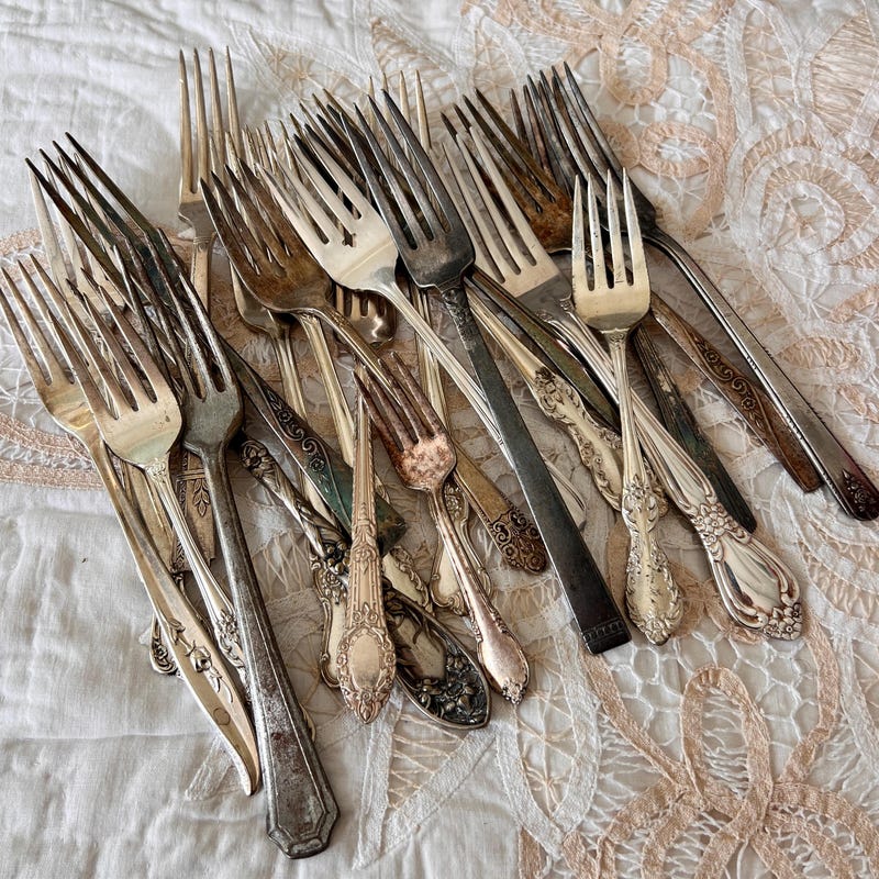 Antique Fork Set Mismatched - Etsy