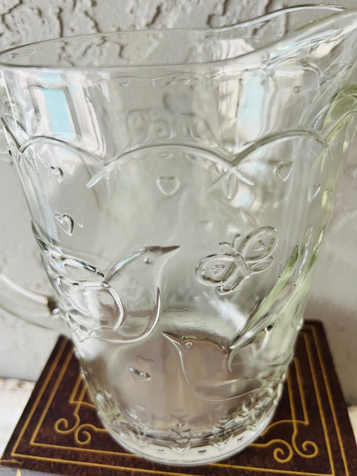 Vintage Indiana Glass Pitcher: Spring Garden Birds & Butterflies - Etsy