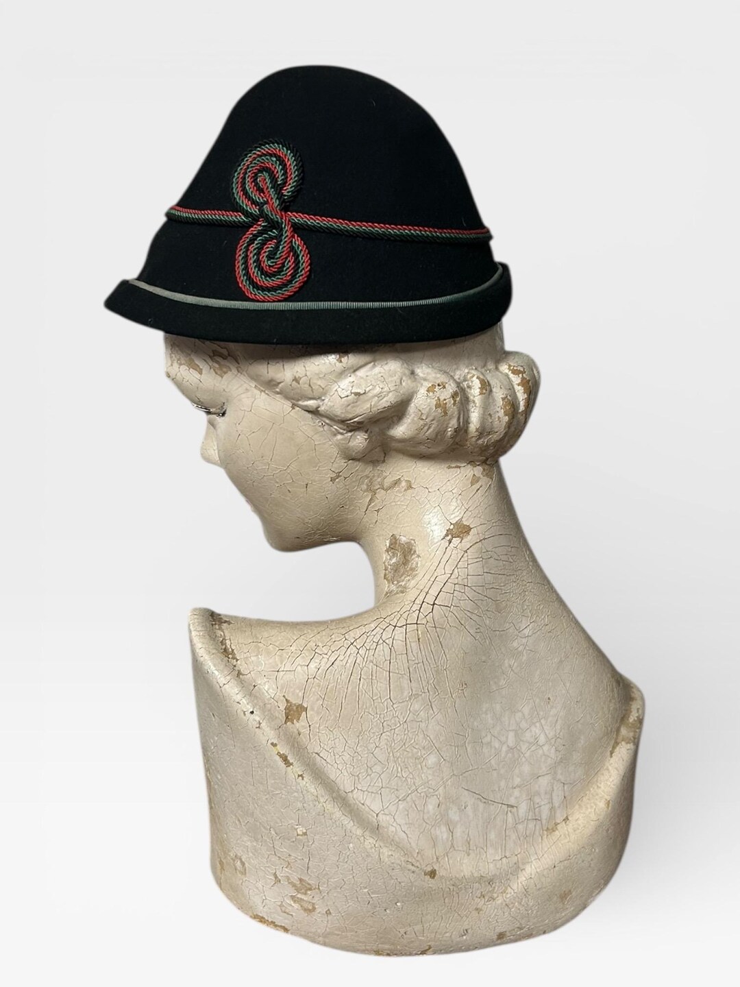 1930s Tyrolean Style Hat in Black Felt With Green and Red Braid - Etsy