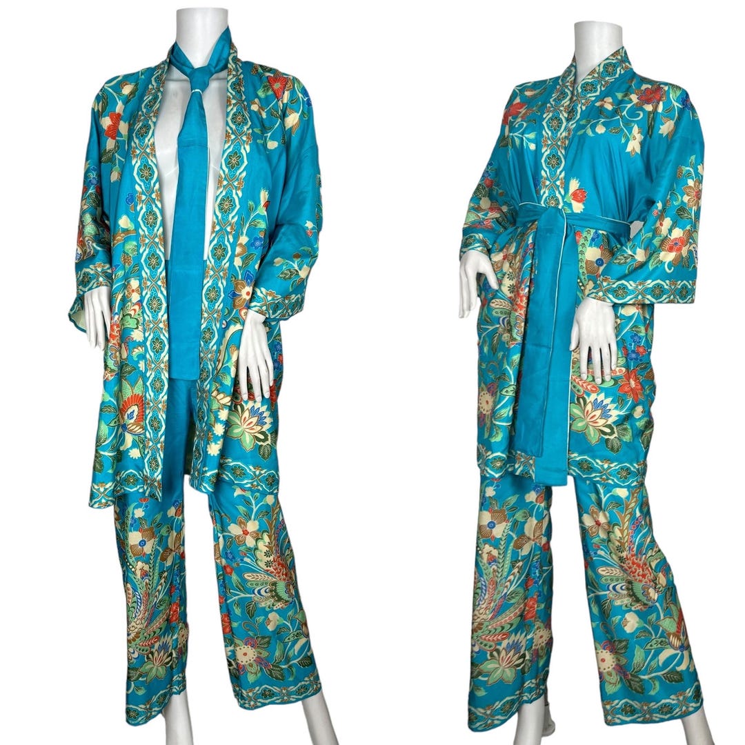 1960s Japanese Silk Lounge Set, Beach Pyjama Style - Etsy