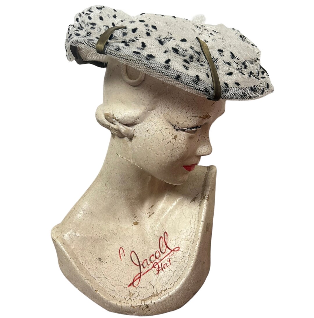 1950s Flock Platter Hat - Etsy