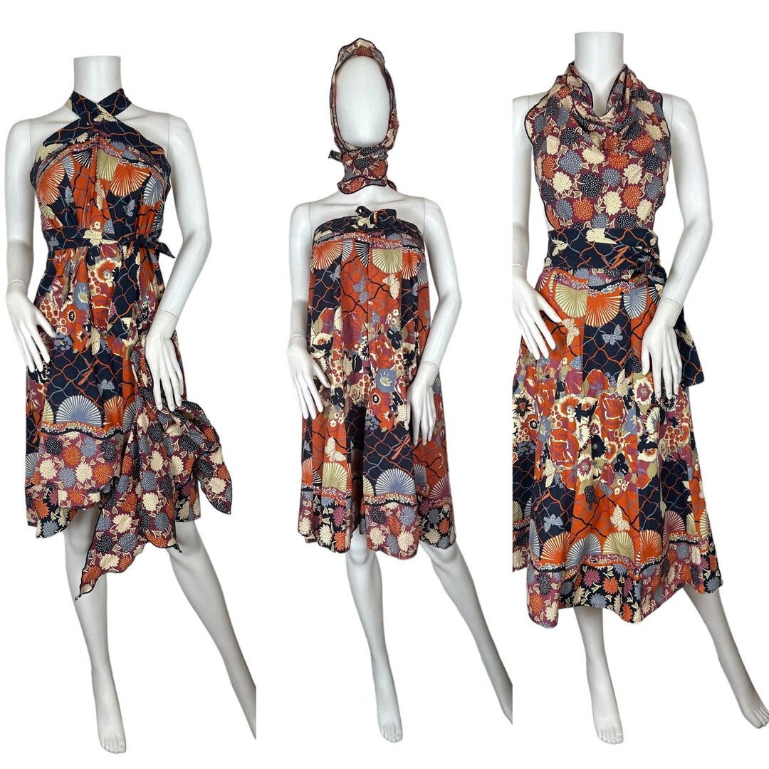 1970s Wrap Skirt and Scarf Set, Susan Collier & Sarah Campbell - Etsy