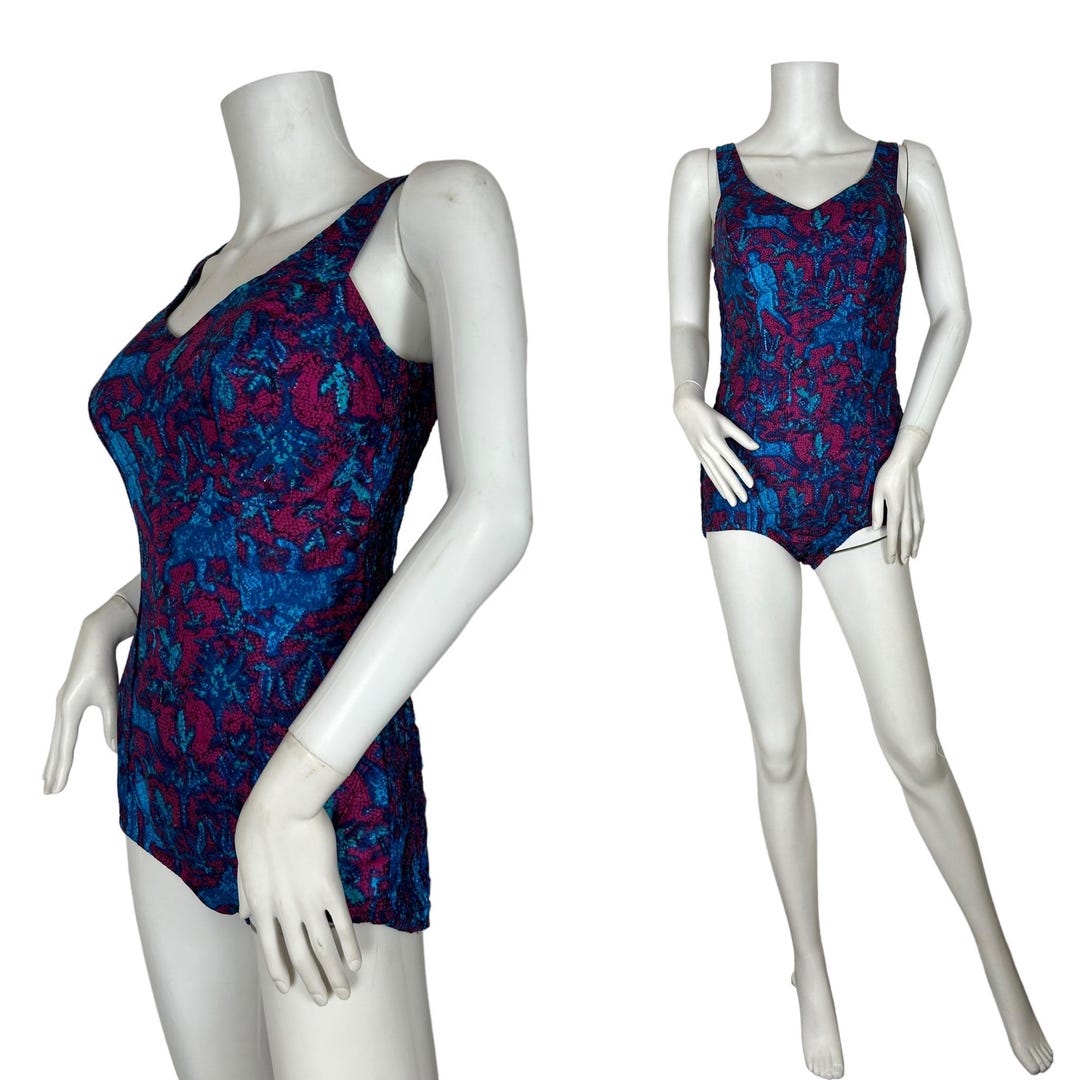 1960s Novelty Print Swimming Costume in Printed Cotton - Etsy