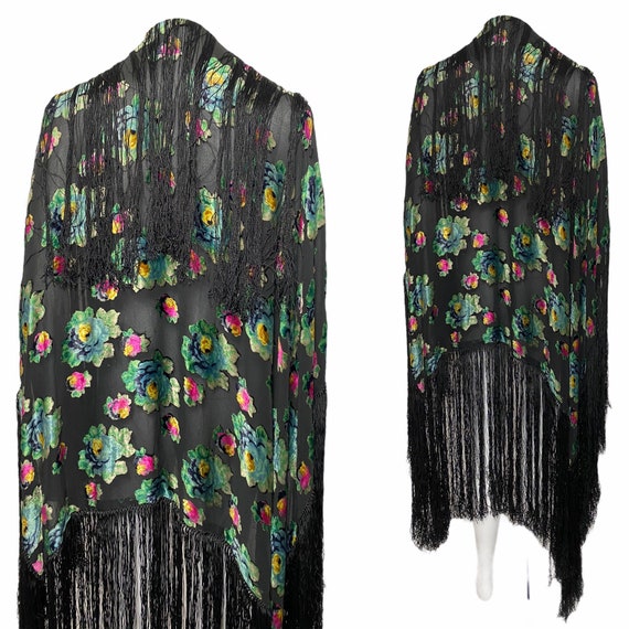 1920s devore shawl, devoré - Gem