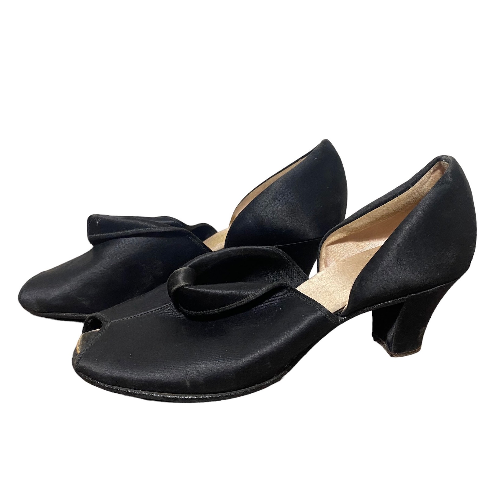1949 Daniel Green Slippers Black Silk Satin - Etsy