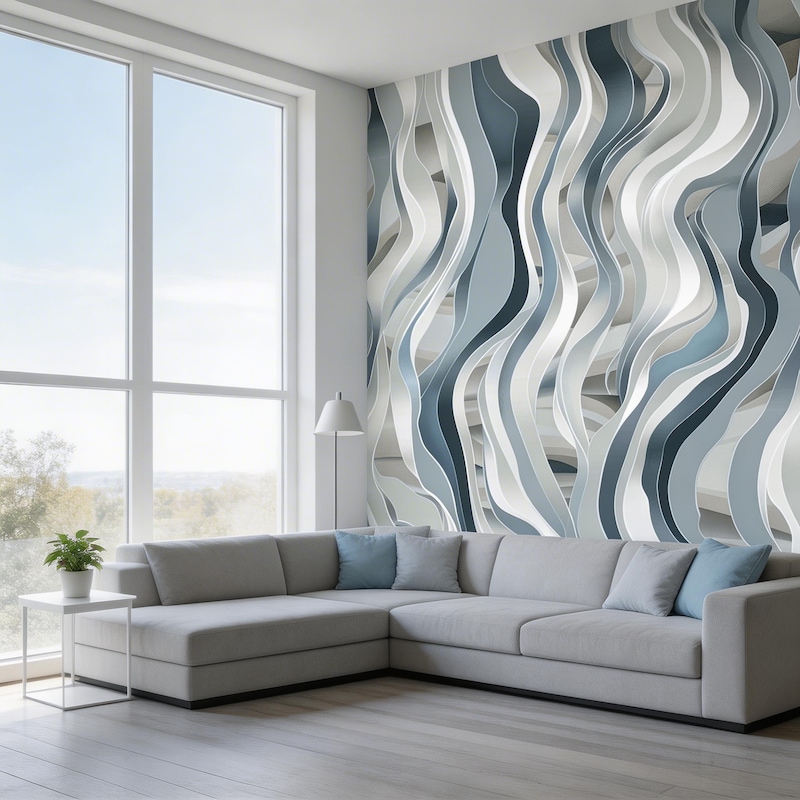 Contemporary Blue Wallpaper - Etsy