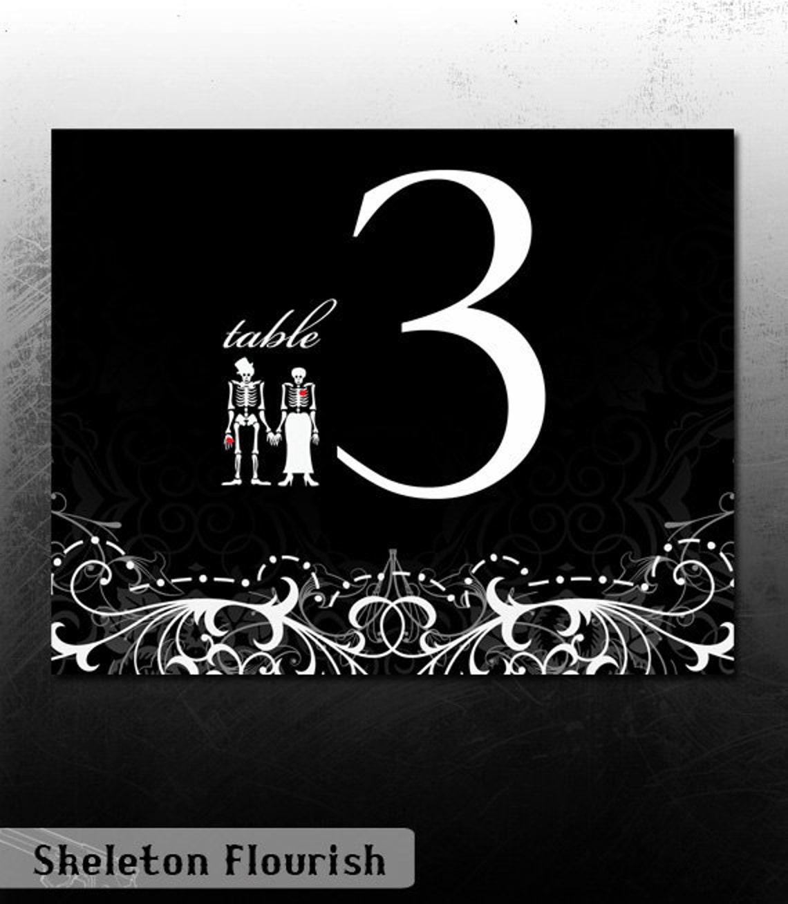 Black Goth Skeleton Bride and Groom & Flourishes Digital Printable ...