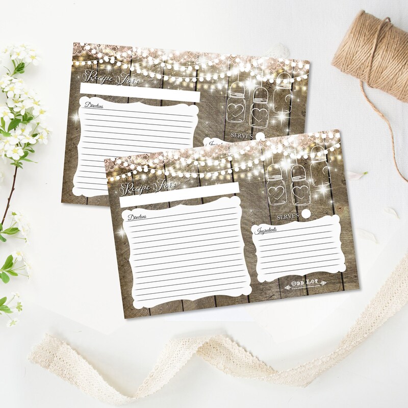 Rustic Recipe Cards - Etsy