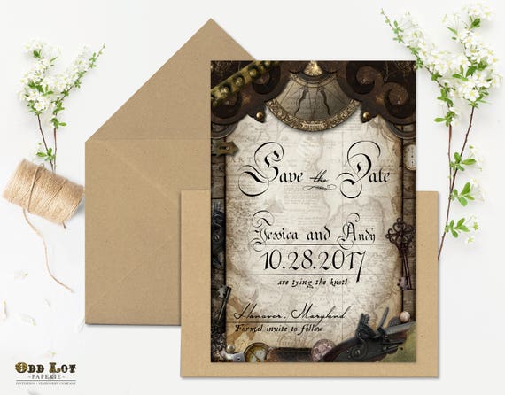 Pirate Map Wedding Invitation Pirate Wedding Invitation Custom