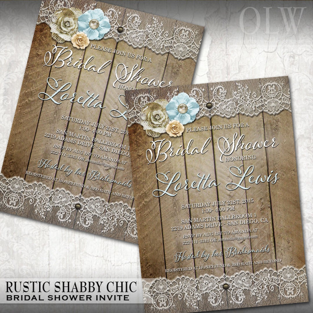 Rustic Bridal Shower Invitation Country Chic Bridal Shower Invitation ...