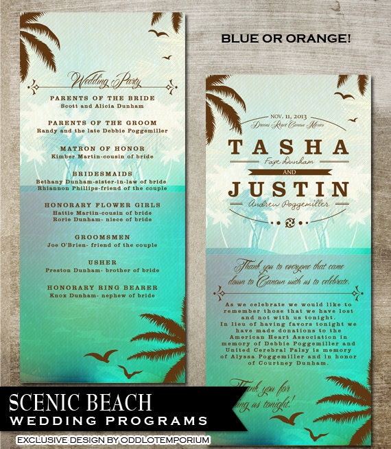 Tropical Beach Wedding Programs Destination Wedding Programs - Etsy