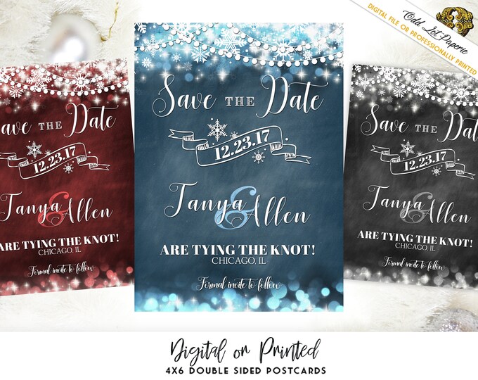 Christmas Winter Wedding Save the Date Cards, Snow Wedding Invitation ...