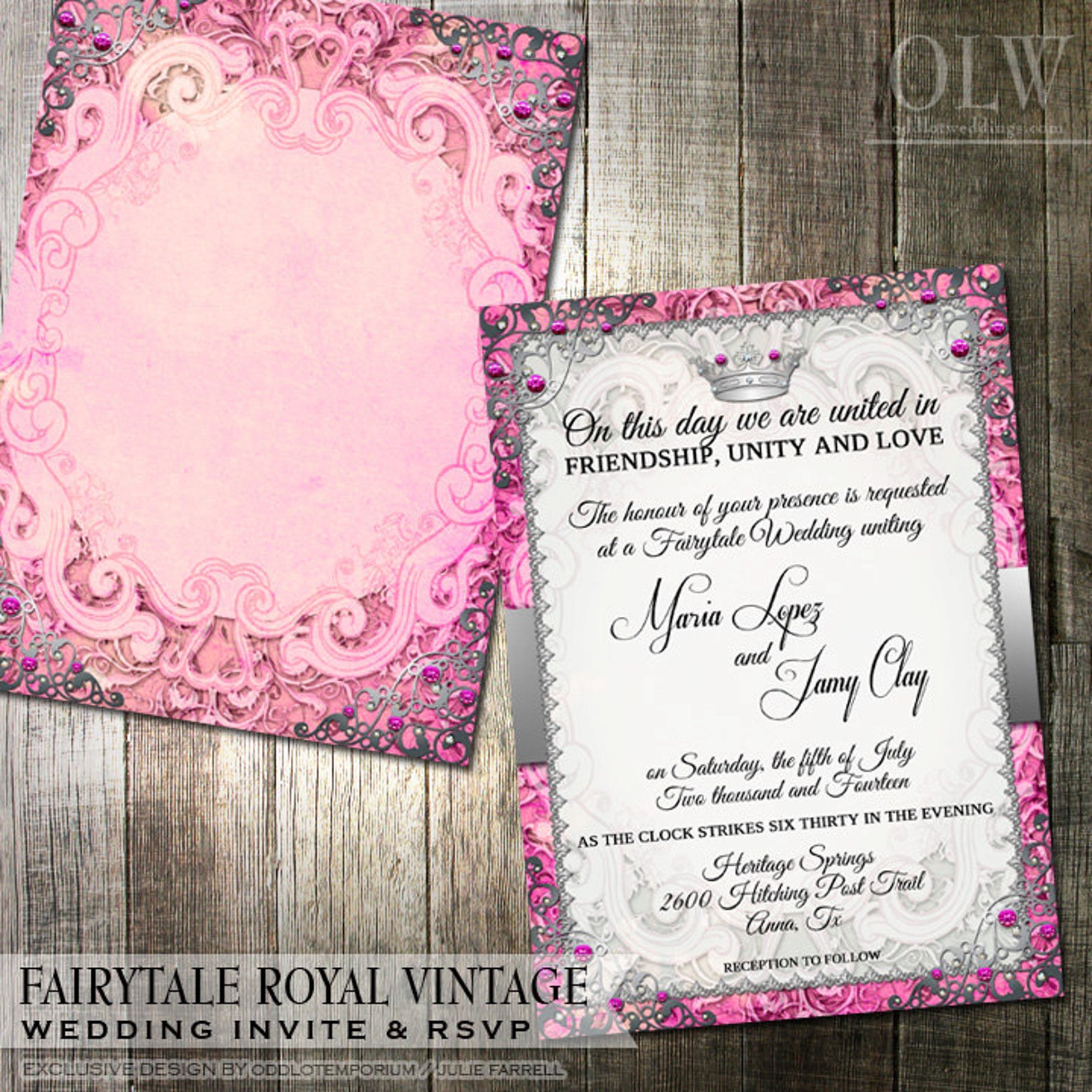 Fairytale Princess Wedding Invitation: Vintage Royal Design (digital or ...
