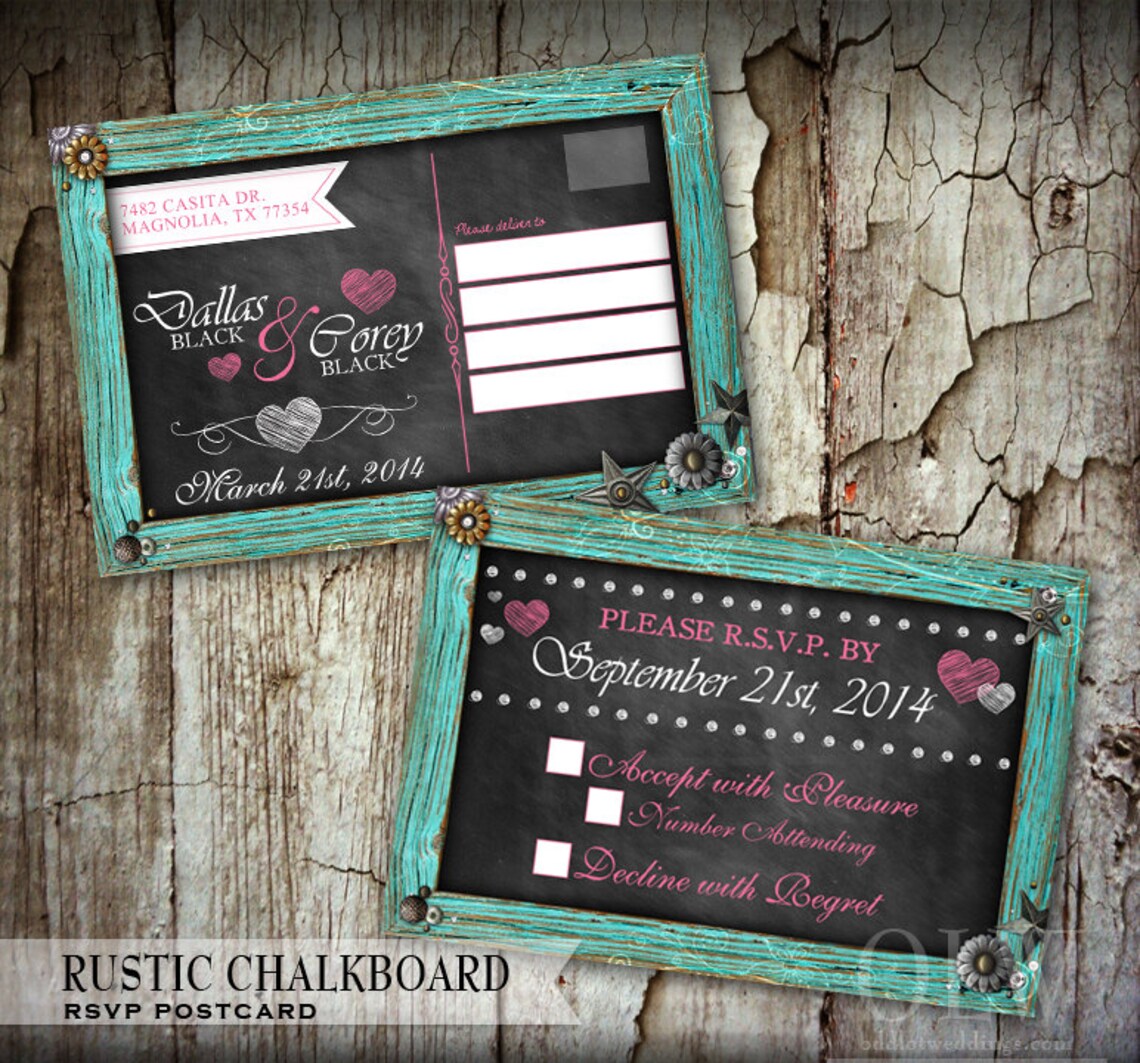 Chalkboard Wedding Invitation Set Chalk Wedding Stationery - Etsy