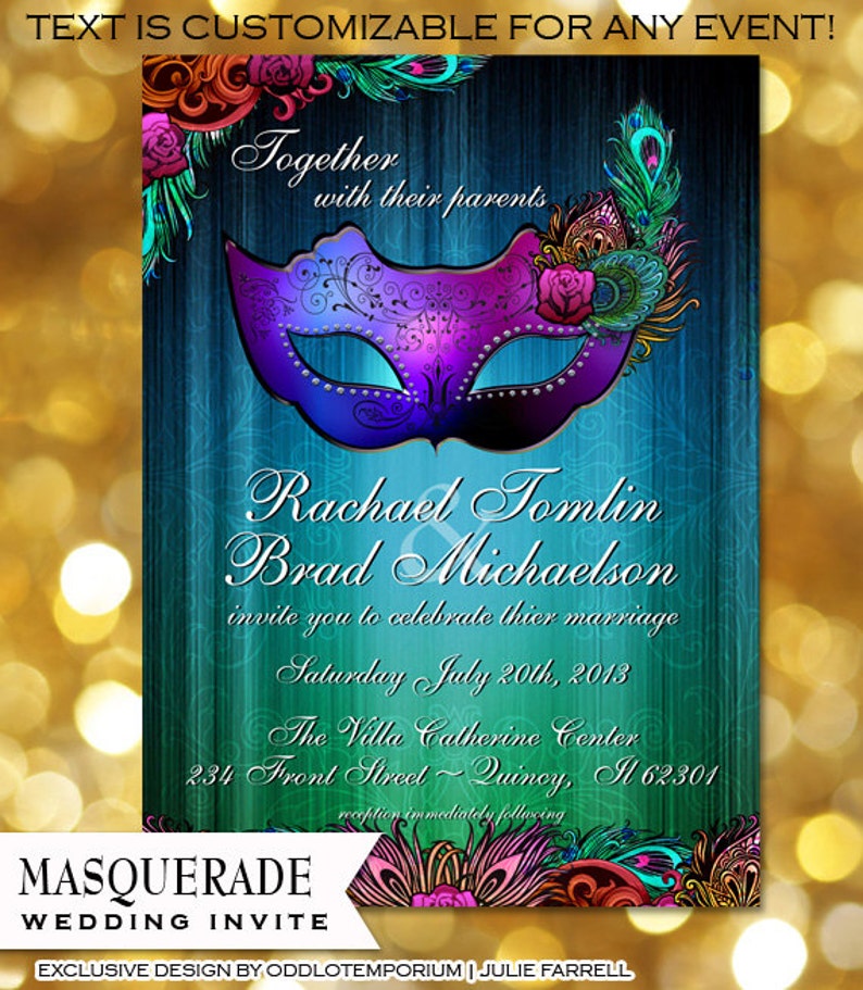 Masquerade Invitation Printable, Masquerade Party Invitation ...