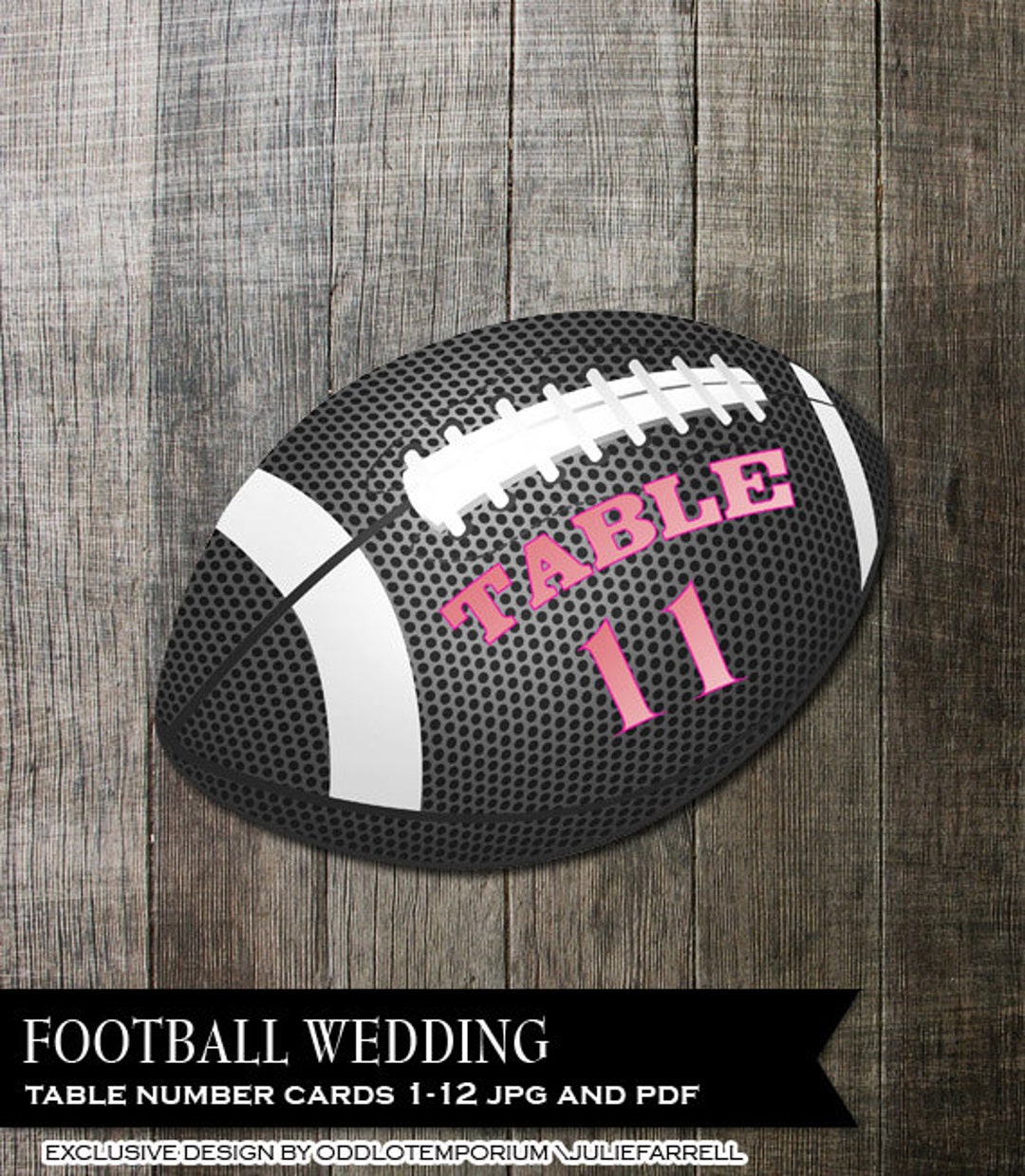 Grey and Pink Football Table Number Cards 1 16 DIY Printable Instant ...