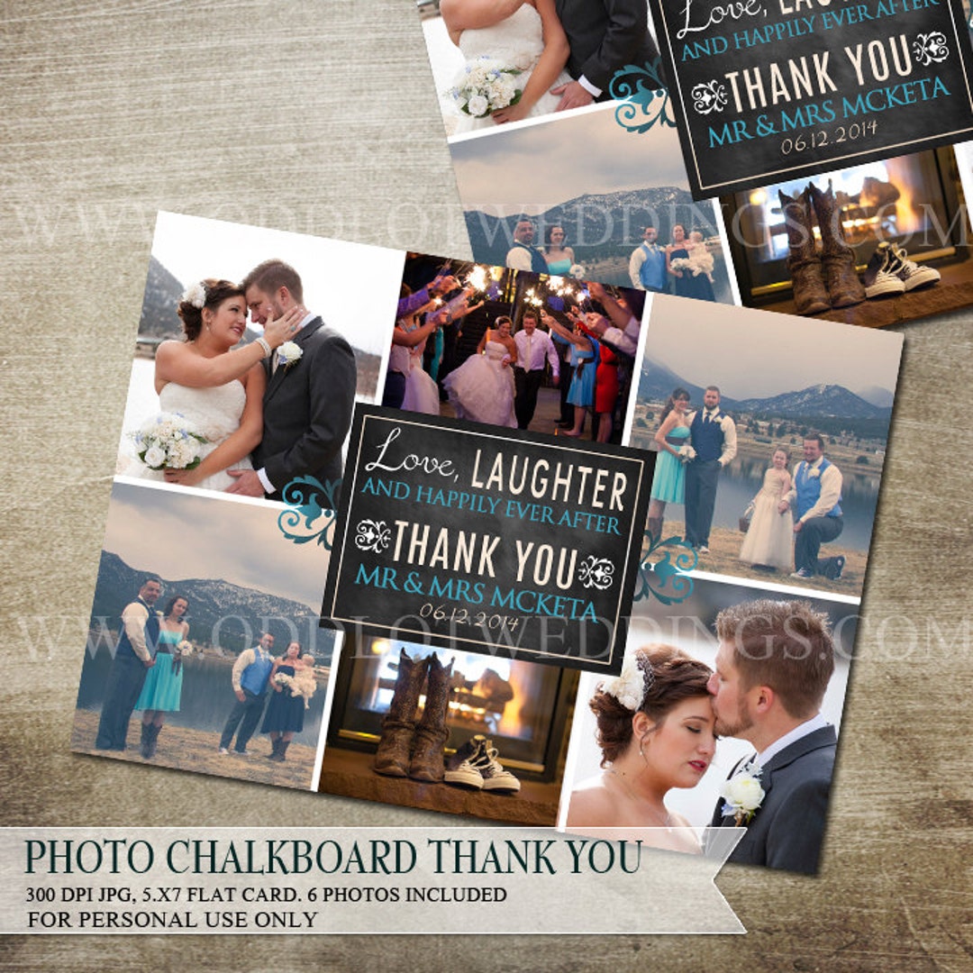 Collage Thank You Photo Card Photo Thank You Card Wedding Thank You ...