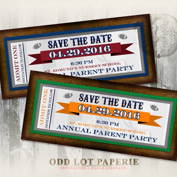 Football Ticket Save the Date - Etsy