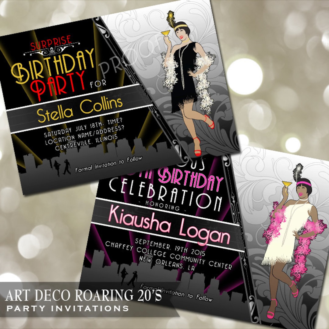 Flapper Birthday Party Invitation, DIY Digital Party Invitation ...