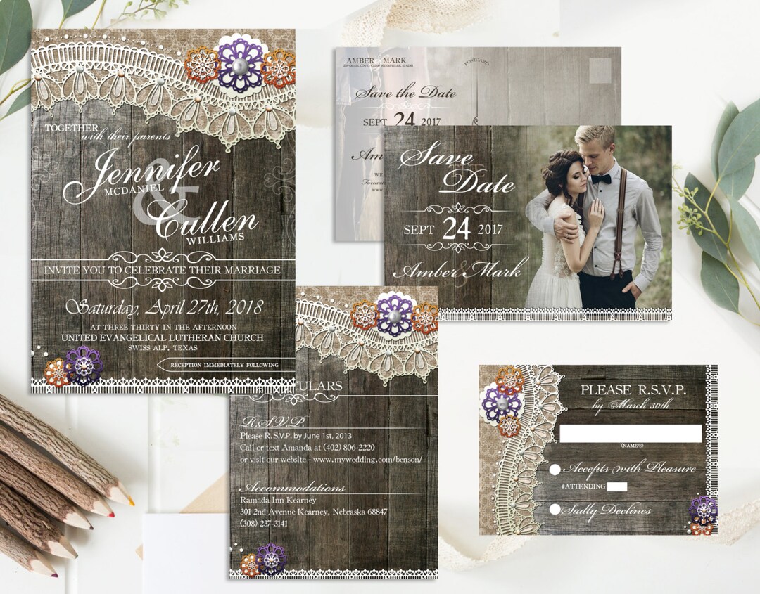 Rustic Fall Wedding Invitation Set, Printable Barn Wedding Rustic Fall ...