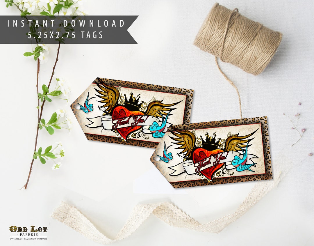 Rockabilly Thank You Tags Rock N Roll Style Thanks Gift Favor Tags ...