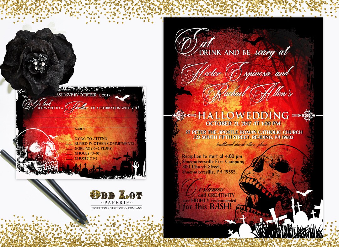Halloween Wedding Invitation Gothic Wedding Invite Skull Wedding ...