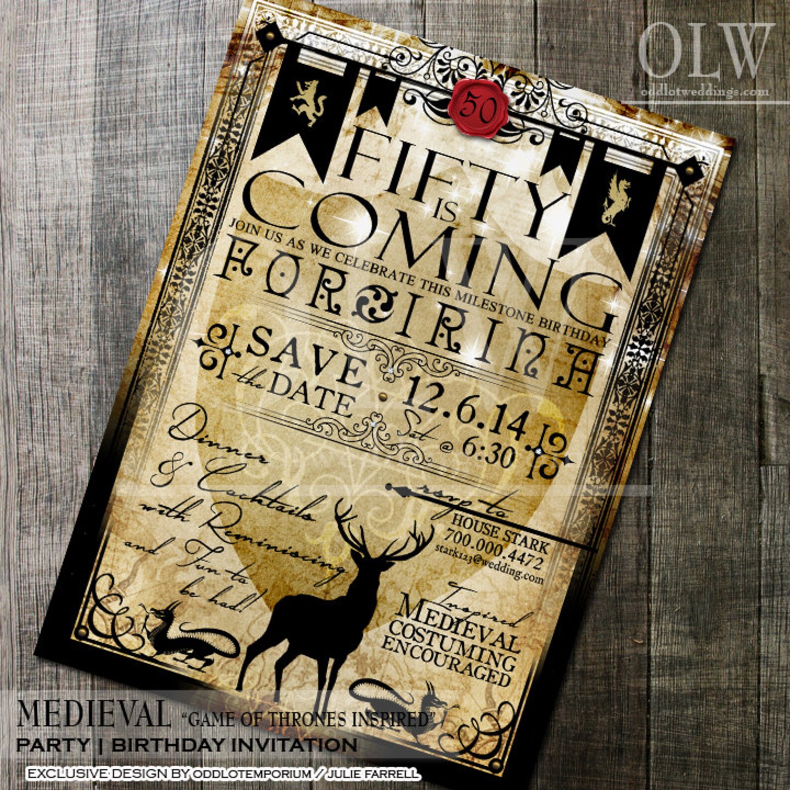 Birthday Party Invitation Printable Medieval Heraldic - Etsy