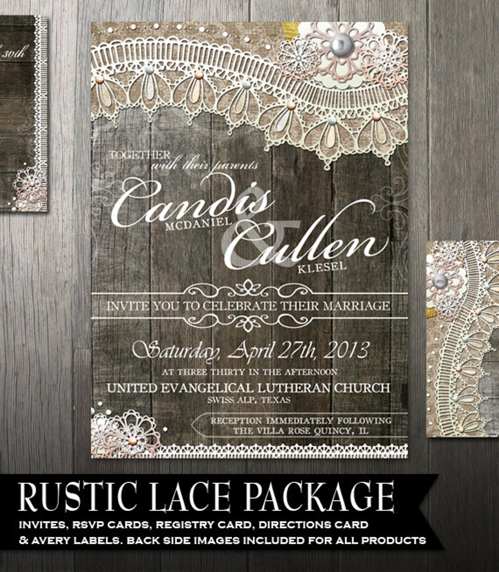 Rustic Lace Wedding Invitation Package Rustic Wedding - Etsy