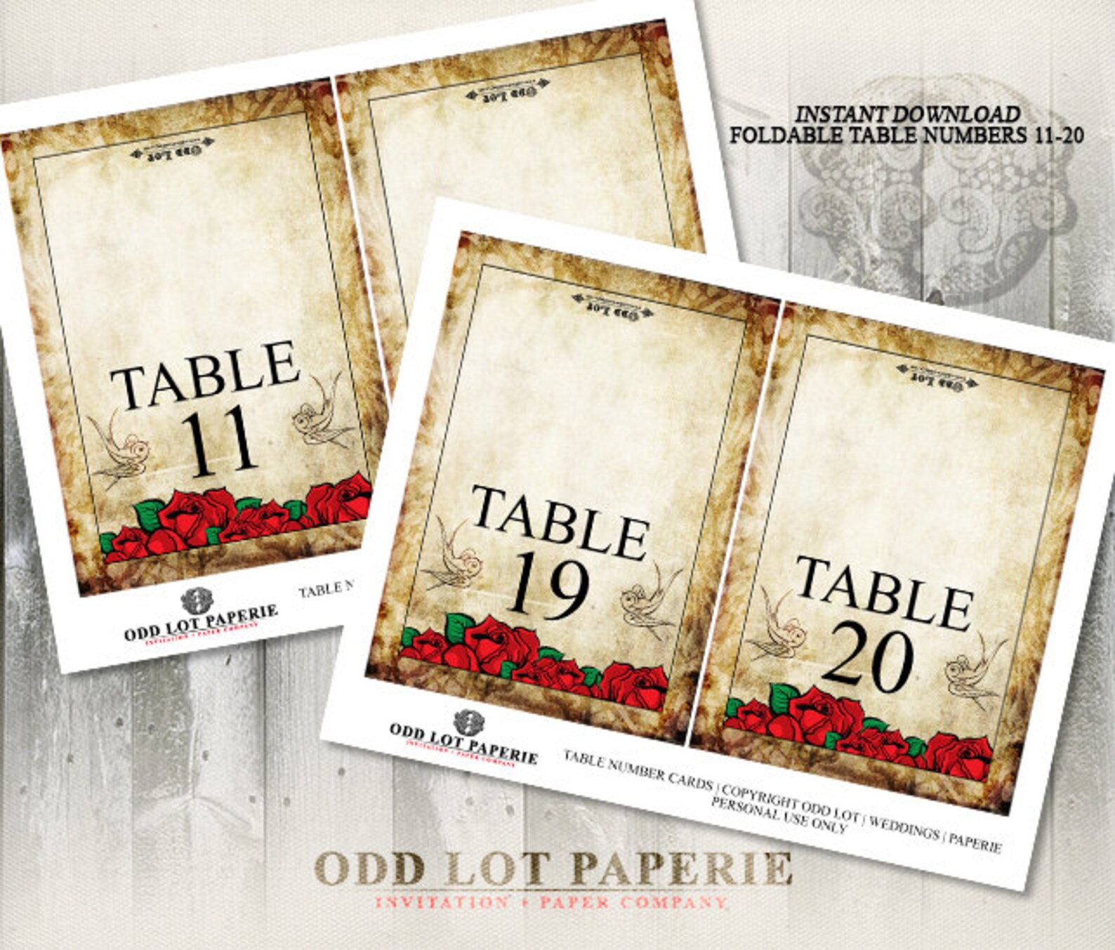 Printable Table Number Folded Cards DIY Table Number Card - Etsy
