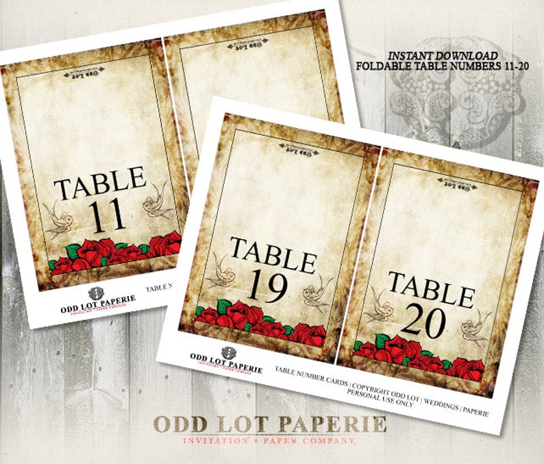 Printable Table Number Folded Cards DIY Table Number Card - Etsy