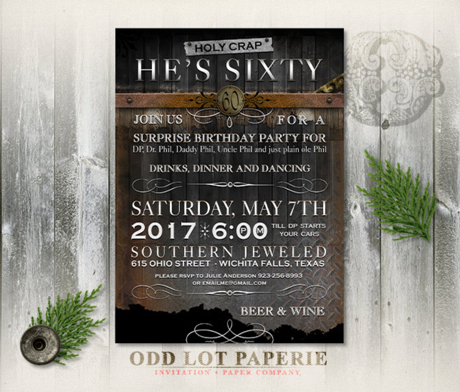 Mens Birthday Invitation Rustic Invitation Adult Birthday - Etsy