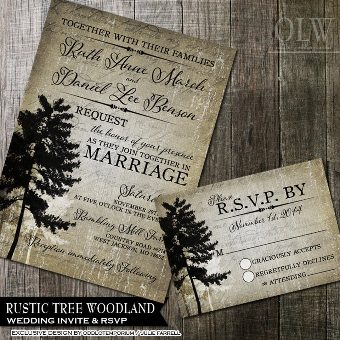 Tree Wedding Invitation | Vintage Tree Printable Wedding Stationery ...