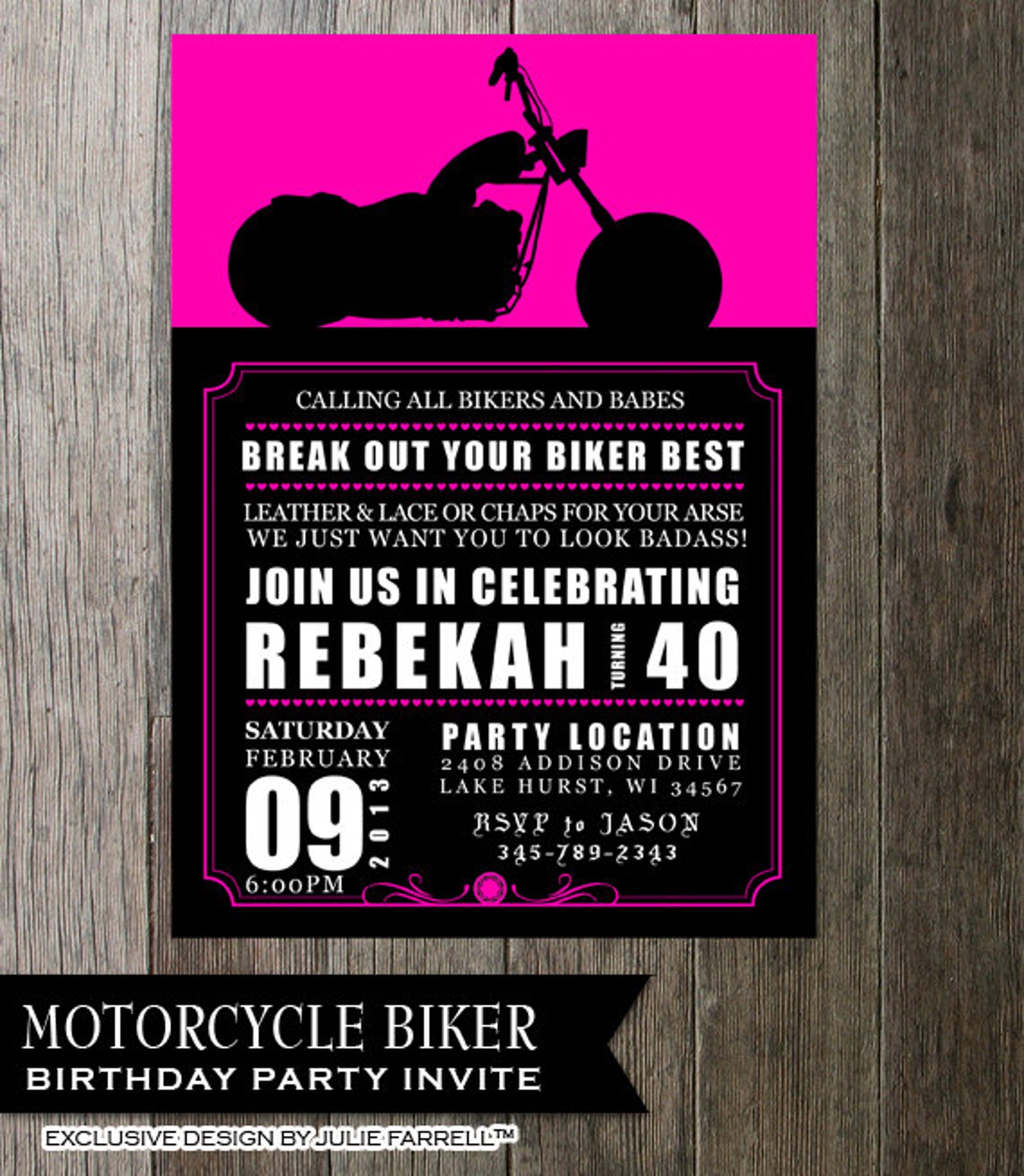 Biker Motorcycle Birthday Invitation DIY Printable Digital Invitation ...