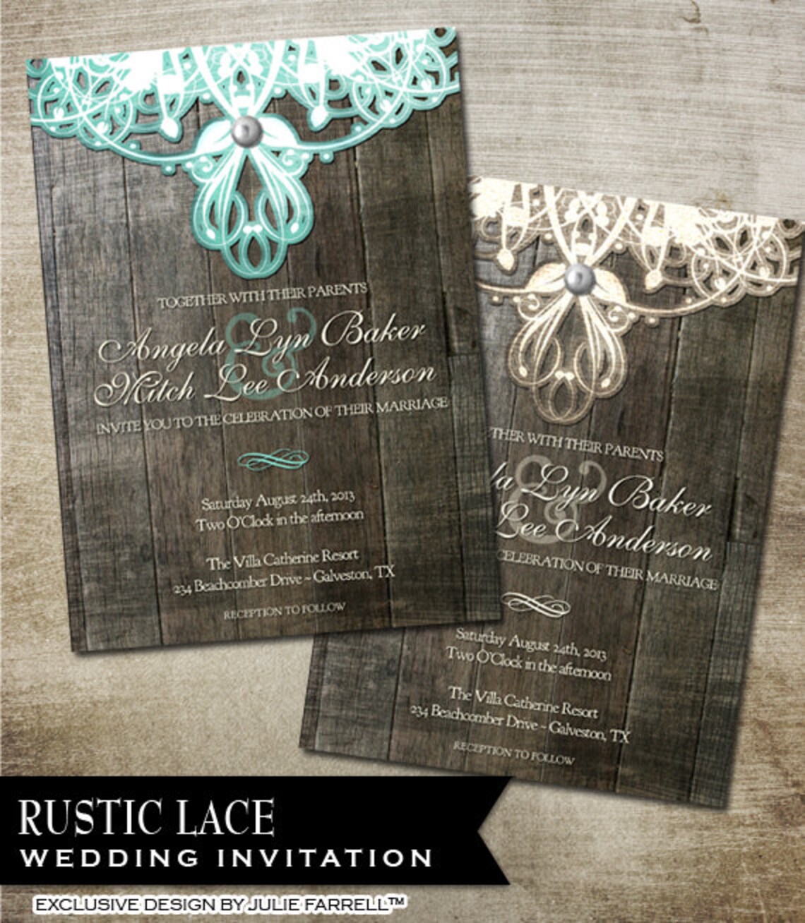 Rustic Lace Wedding Invitation and RSVP Etc Digital - Etsy