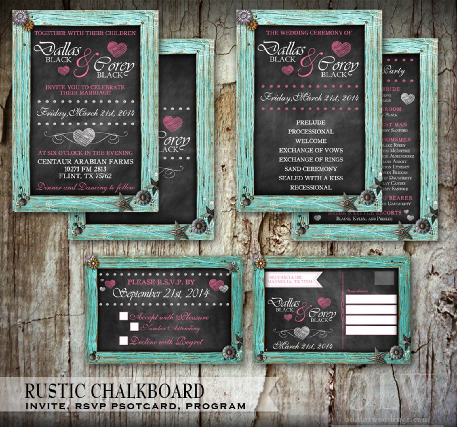 Chalkboard Wedding Invitation Set Chalk Wedding Stationery | Etsy