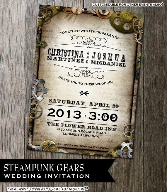 Steampunk wedding invitations | Honestweddingadvice.com
