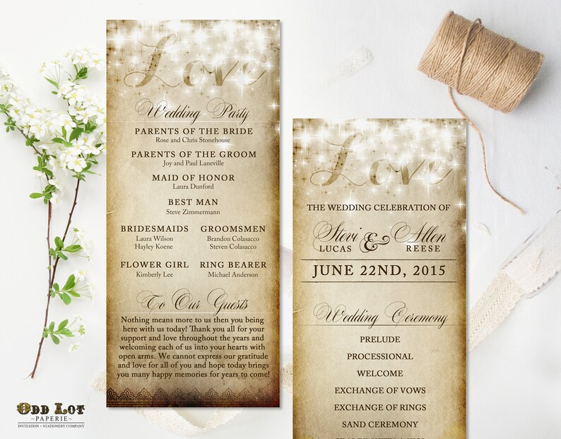 Rustic Wedding Program Sunflower Wedding Summer Wedding - Etsy