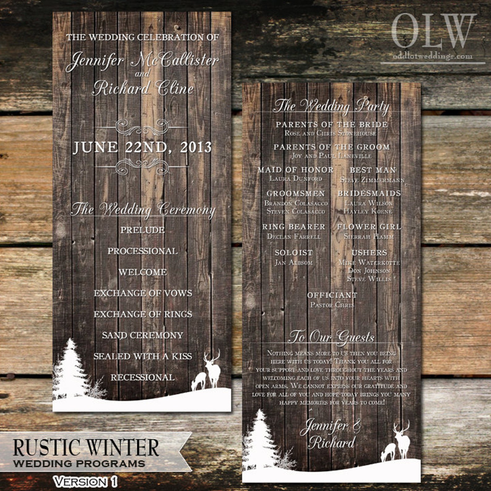 Rustic Winter Wedding Invite and RSVP Country Winter Snow - Etsy