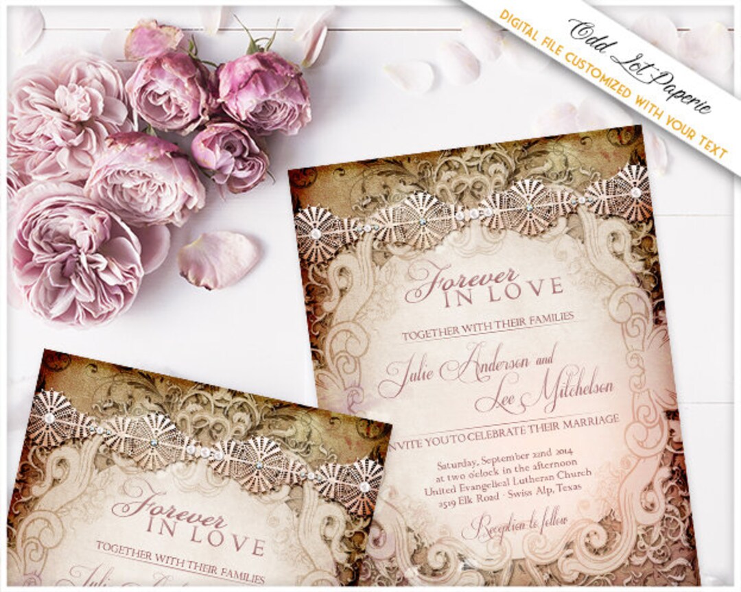 Victorian Wedding Invitation Printable Set Fancy Vintage DIY Wedding ...