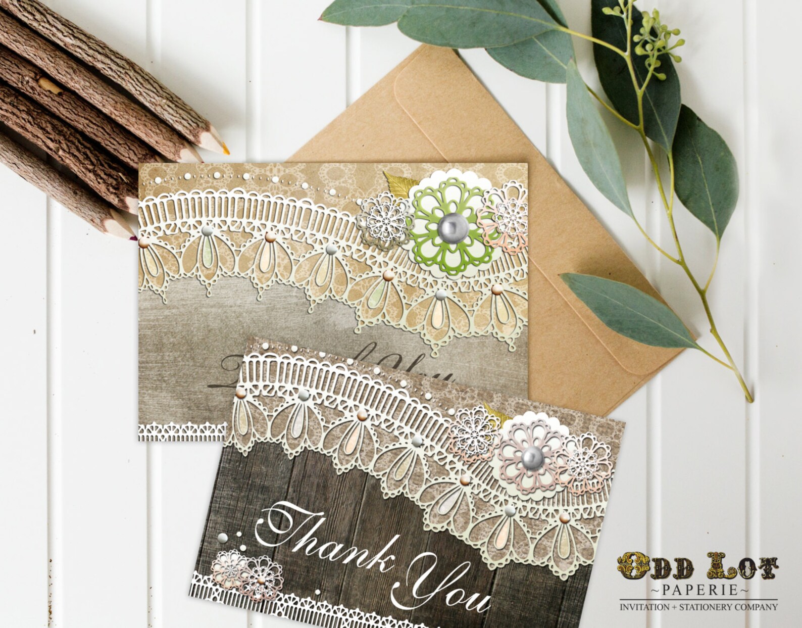 Rustic Lace Thank You Cards: Vintage Wood Design (printable) - Etsy