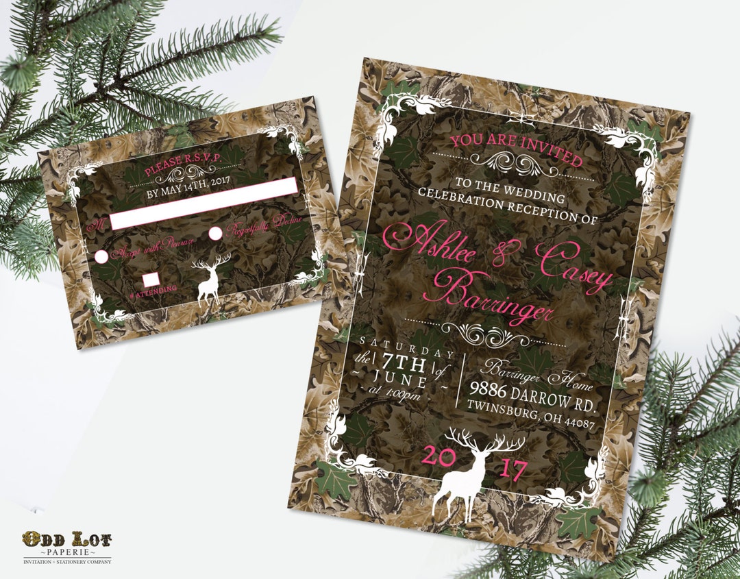 Rustic Camo Wedding Invitation Set: Deer, Woodlands (DIY Printable) - Etsy